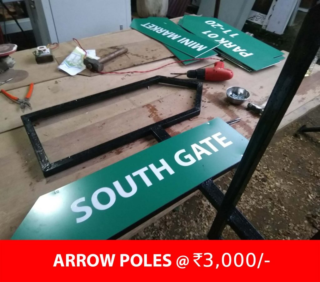 Arrow Sign Poles for Oakwood Residency – Doon Projects