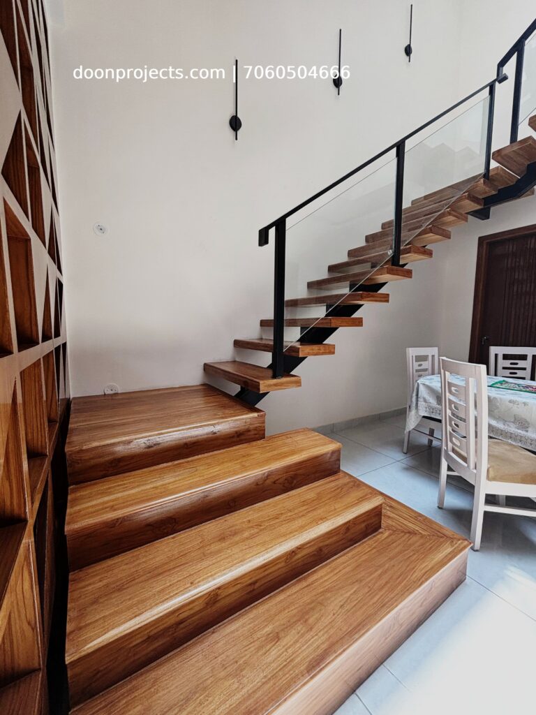 Wooden Plank Staircase with Mild Steel – Doon Projects